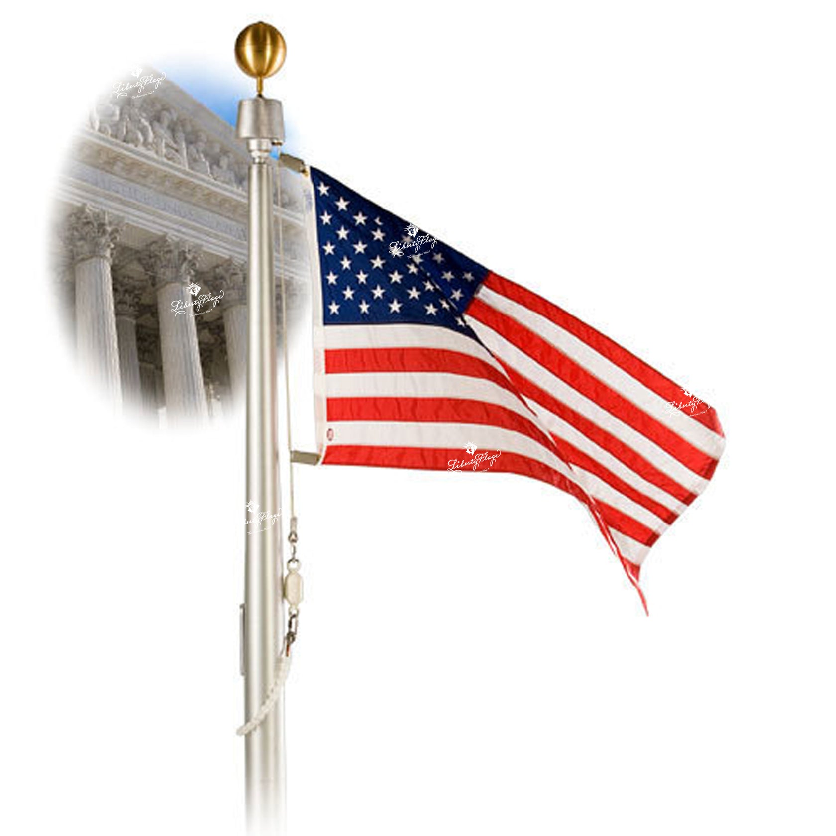 Embassy Commercial Flagpole - Internal Halyard – LibertyFlags.com