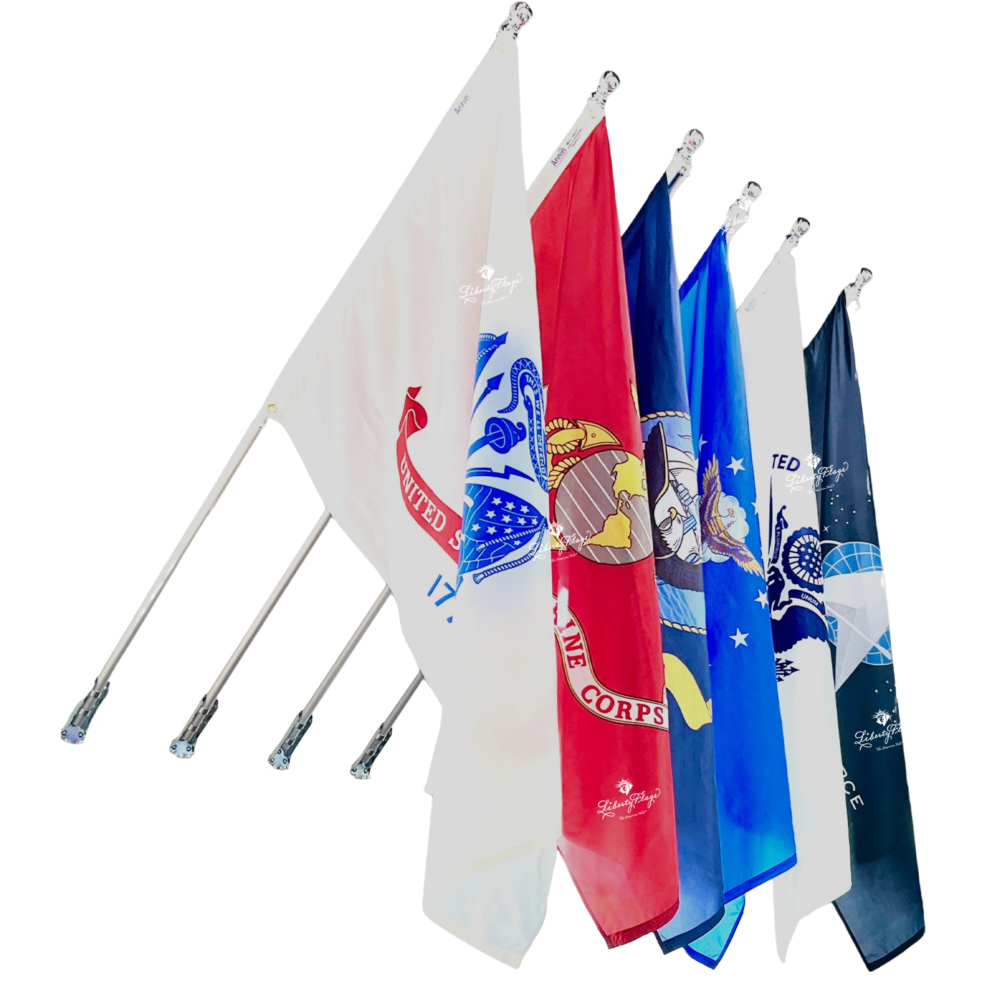 Military Flag Set - 6 Branches with Poles | Made in USA – LibertyFlags.com