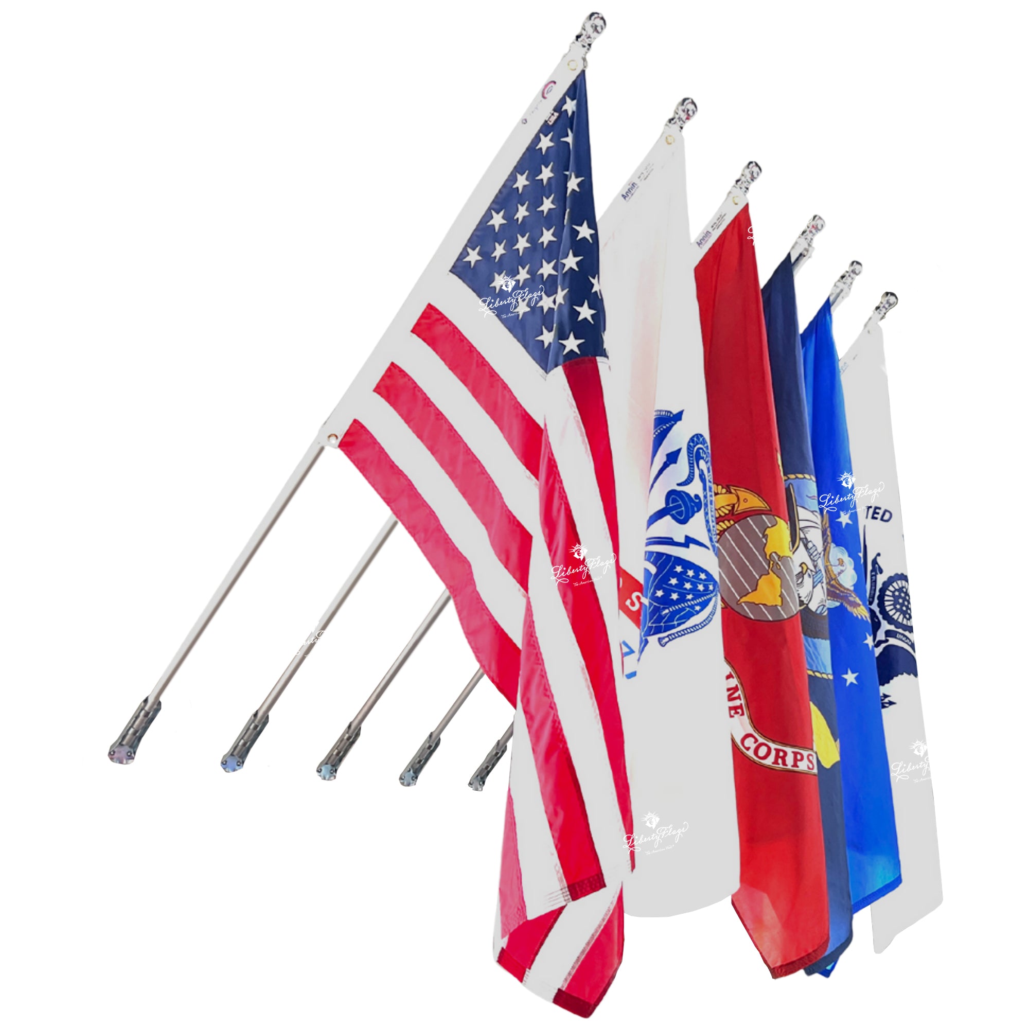USA & Military Flag Set - 6 Flags with Poles | Made in USA ...