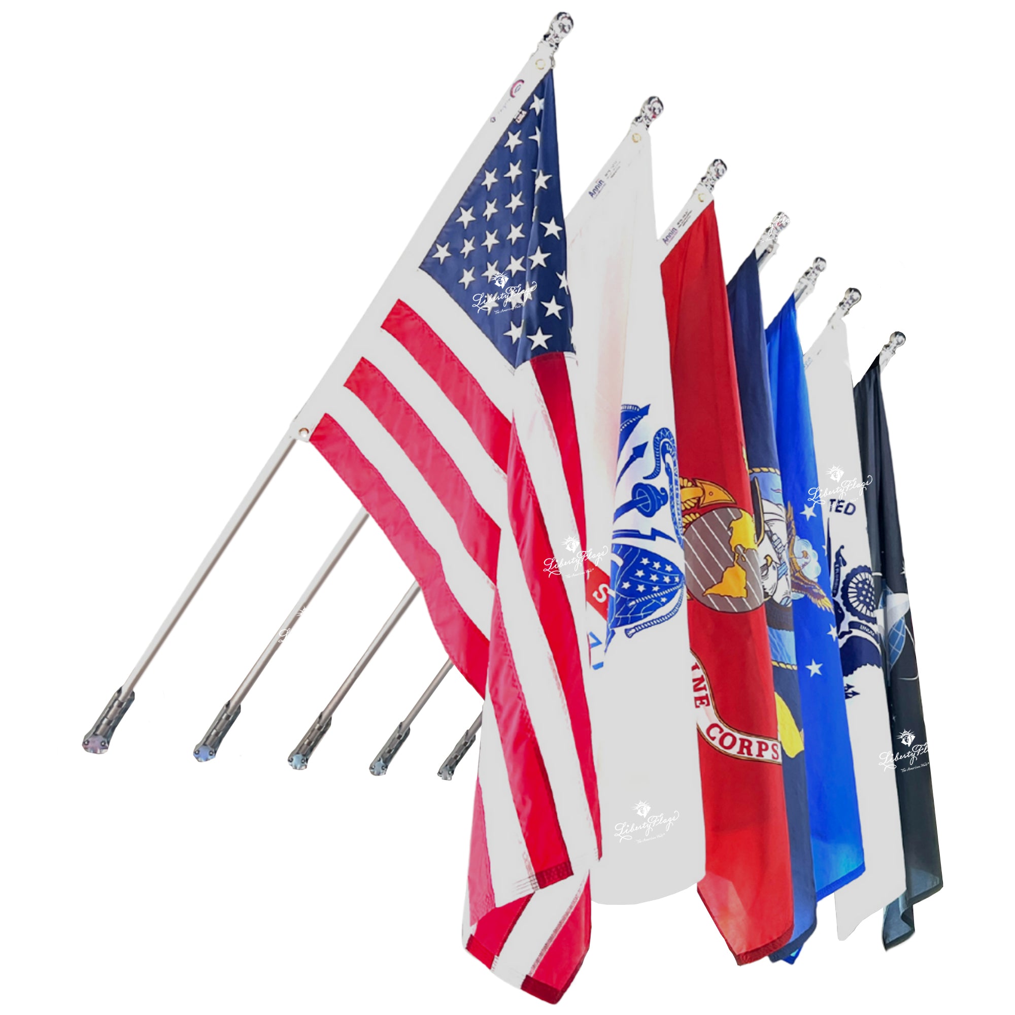 USA & Military Flag Set - 7 Flags with Poles | Made in USA ...