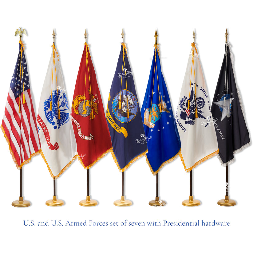USA & Military Ceremonial Flag Set - 7 Flags Indoor | Made in USA ...