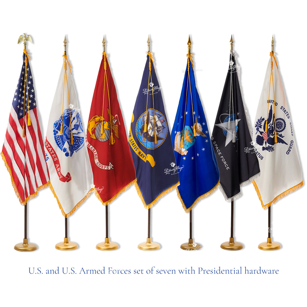 USA & Military Ceremonial Flag Set - 7 Flags Indoor | Made in USA ...